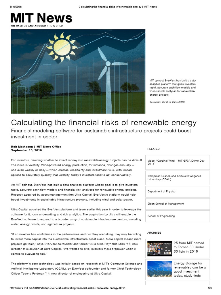 Financial Risks of Renewable Energy | PDF | Wind Power | Artificial ...