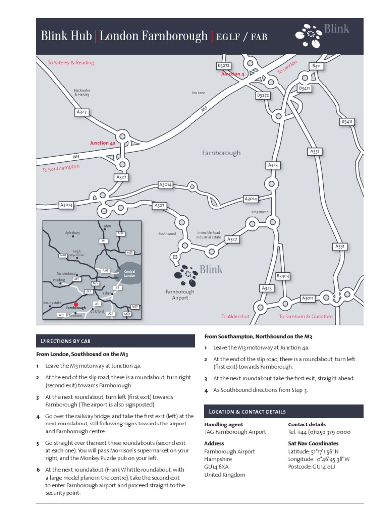 Directions to Farnborough Airport | PDF | Road Infrastructure | Road