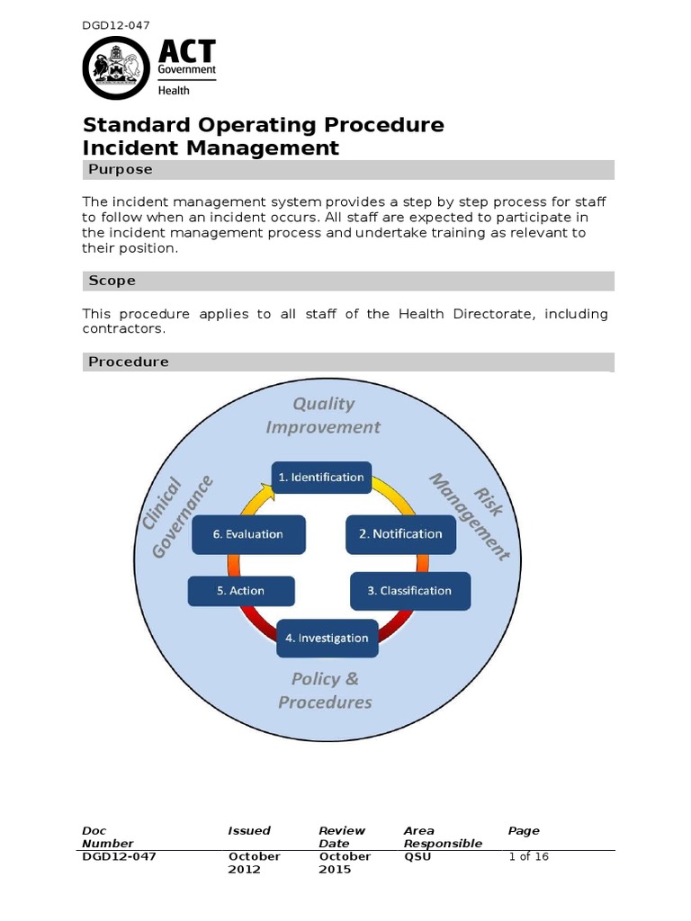 Incident Management SOP | Incident Management | Safety