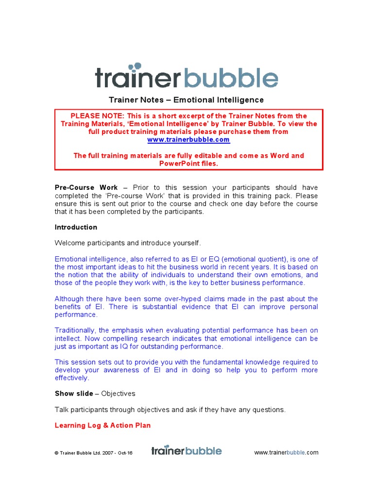 SAMPLE EI at Work | PDF | Emotional Intelligence | Empathy