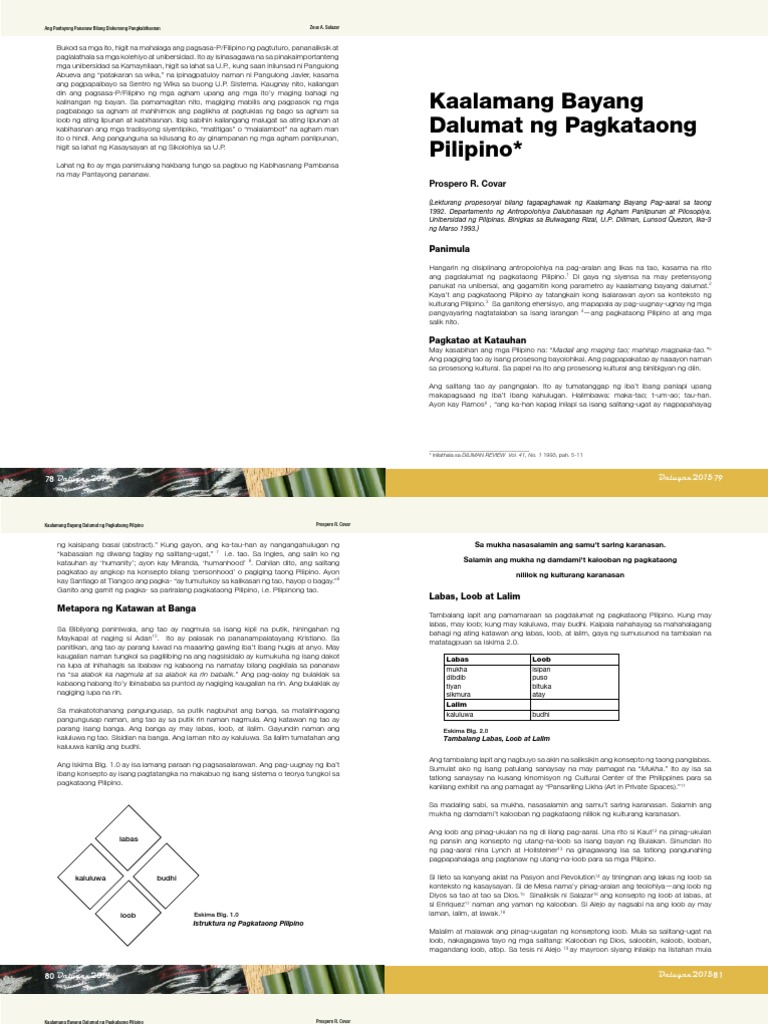 Covar, P. Kaalamang Bayang Dalumat NG Pagkataong Pilipino (2015) | PDF Covar, P. Kaalamang Bayang Dalumat NG Pagkataong Pilipino (2015) | PDF