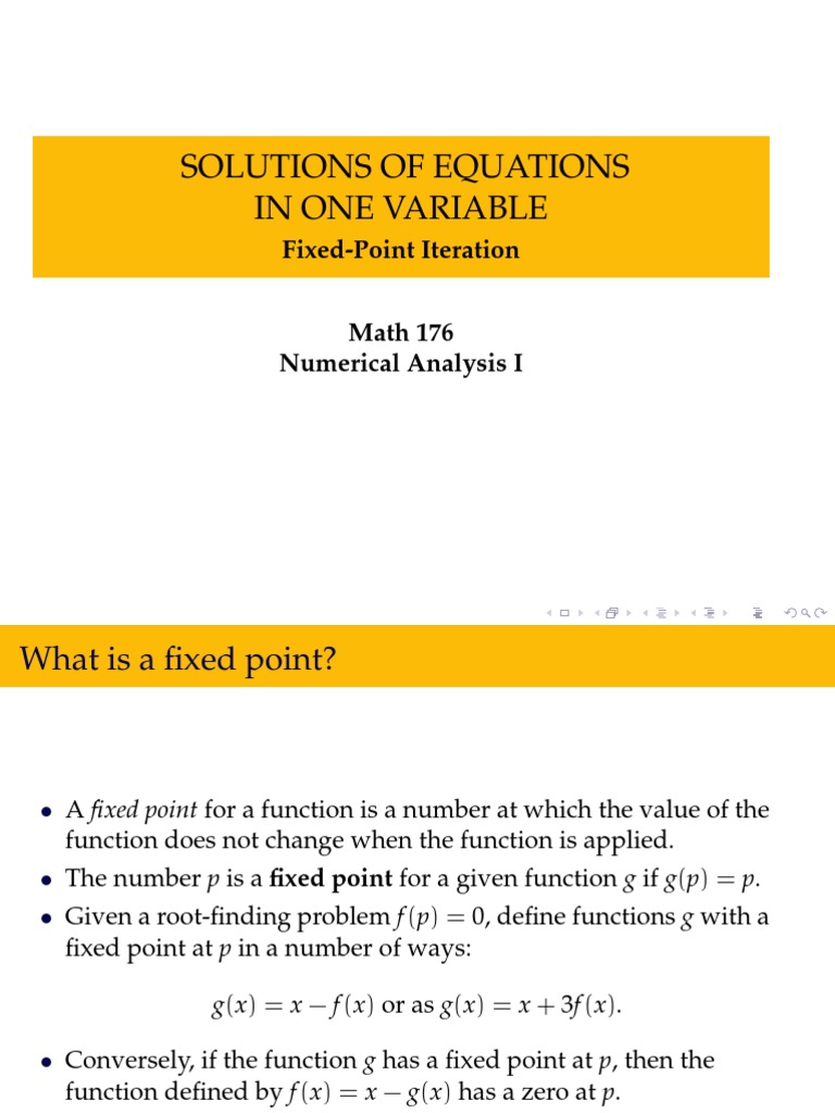 Solutions of Equations in One Variable: Fixed-Point Iteration | PDF ...
