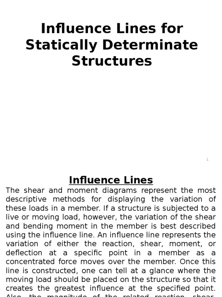 Influence Lines for Statically Determinate Structures | PDF | Line (Geometry) | Mechanics