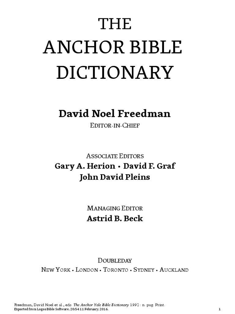 The Anchor Yale Bible Dictionary PDF | PDF