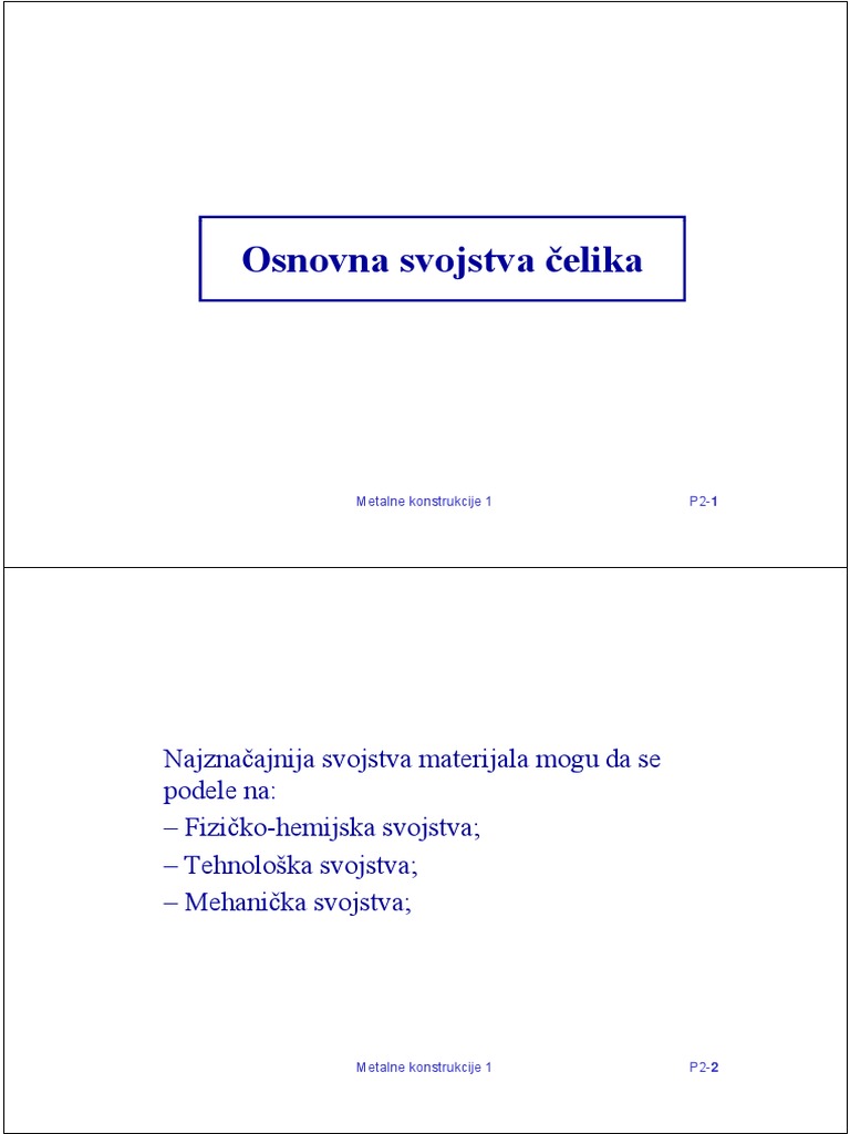 Osnovna Svojstva Celika PDF | PDF