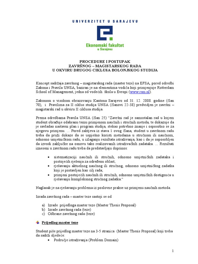 Procedure I Postupak Zavrsnog Rada II Ciklusa | PDF