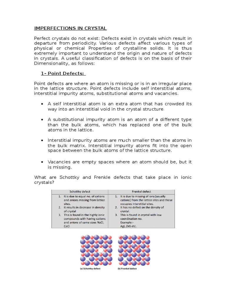 Crystal Defect Types and Causes | PDF | Crystallographic Defect ...