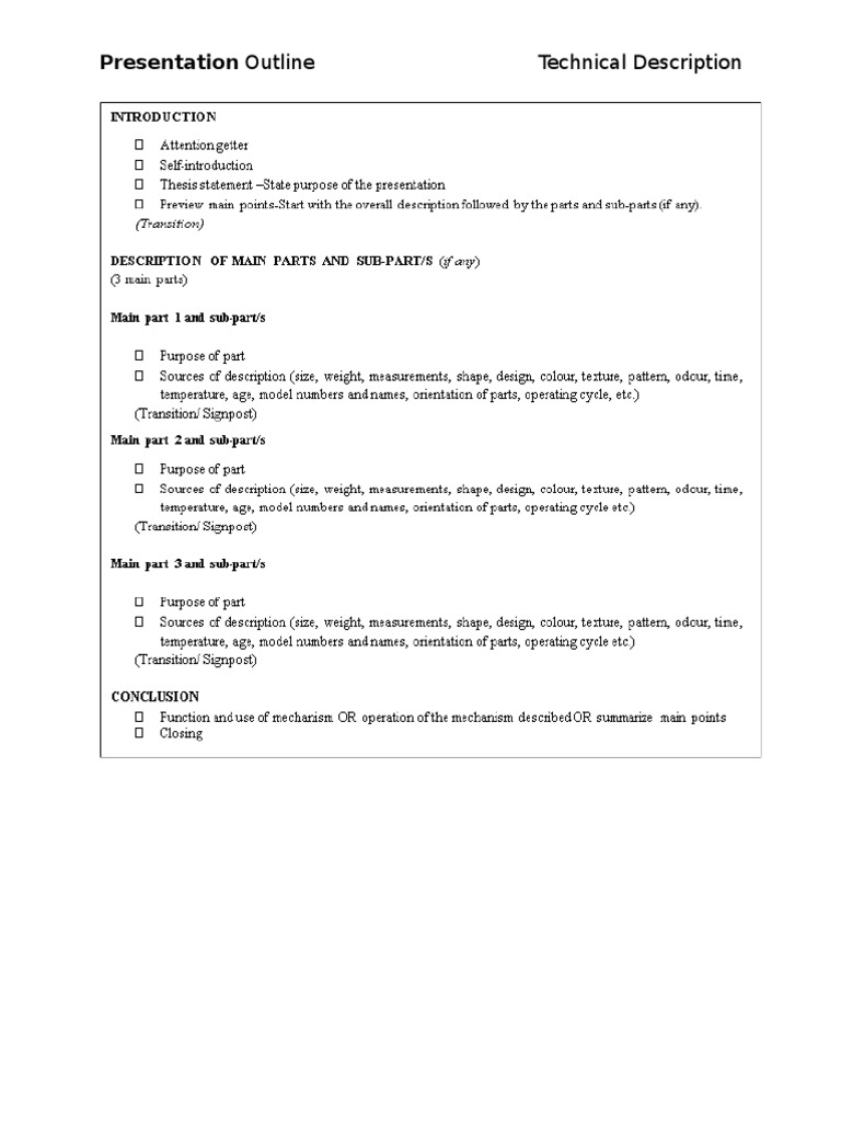 Presentation Outline: Technical Description | PDF