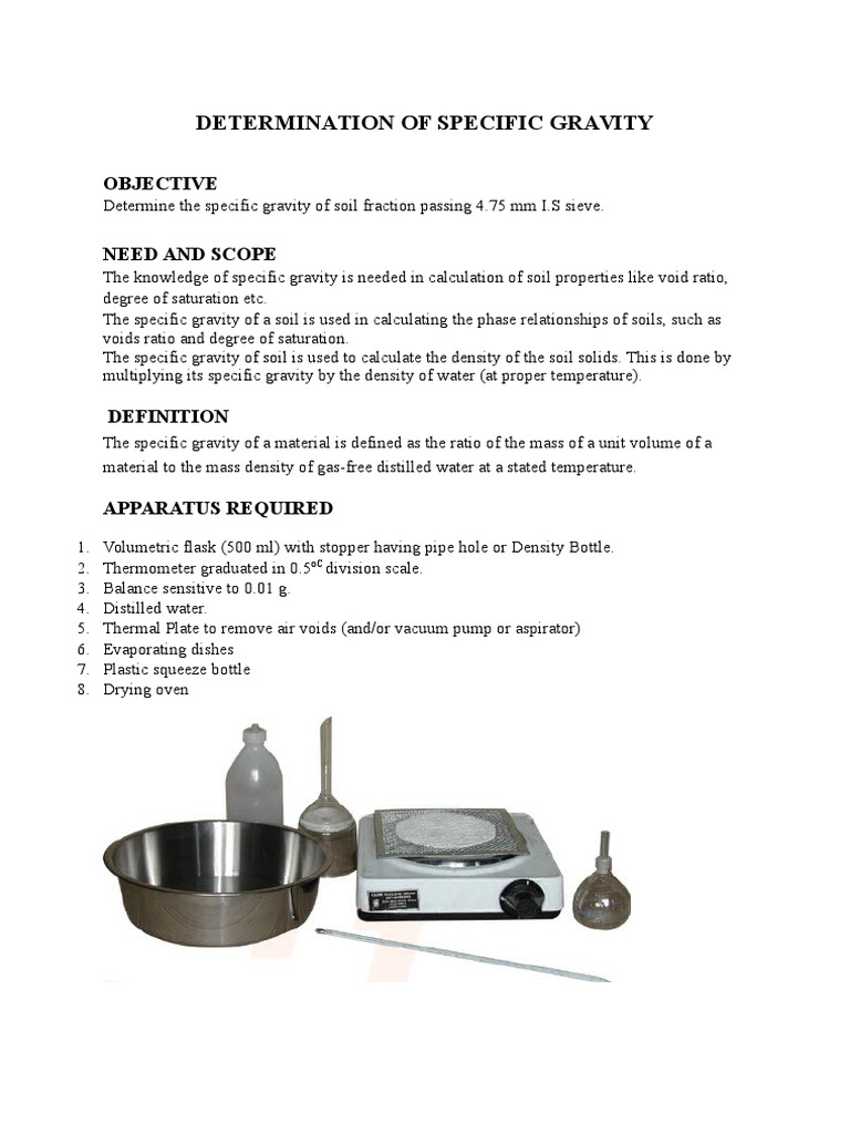 Soil Specific Gravity Guide | PDF | Density | Soil