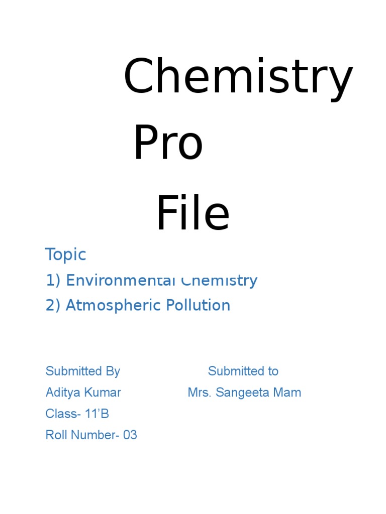Chemistry Project | PDF | Environmental Chemistry | Air Pollution