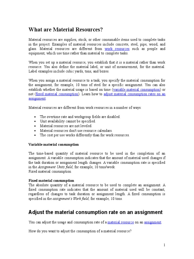 What Are Material Resources Resource Units Of Measurement