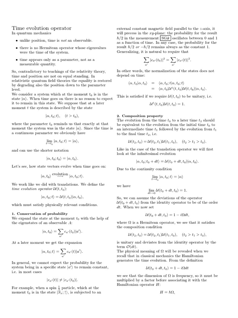 Time Evolution Operator: 2. Composition Property | PDF | Hamiltonian ...