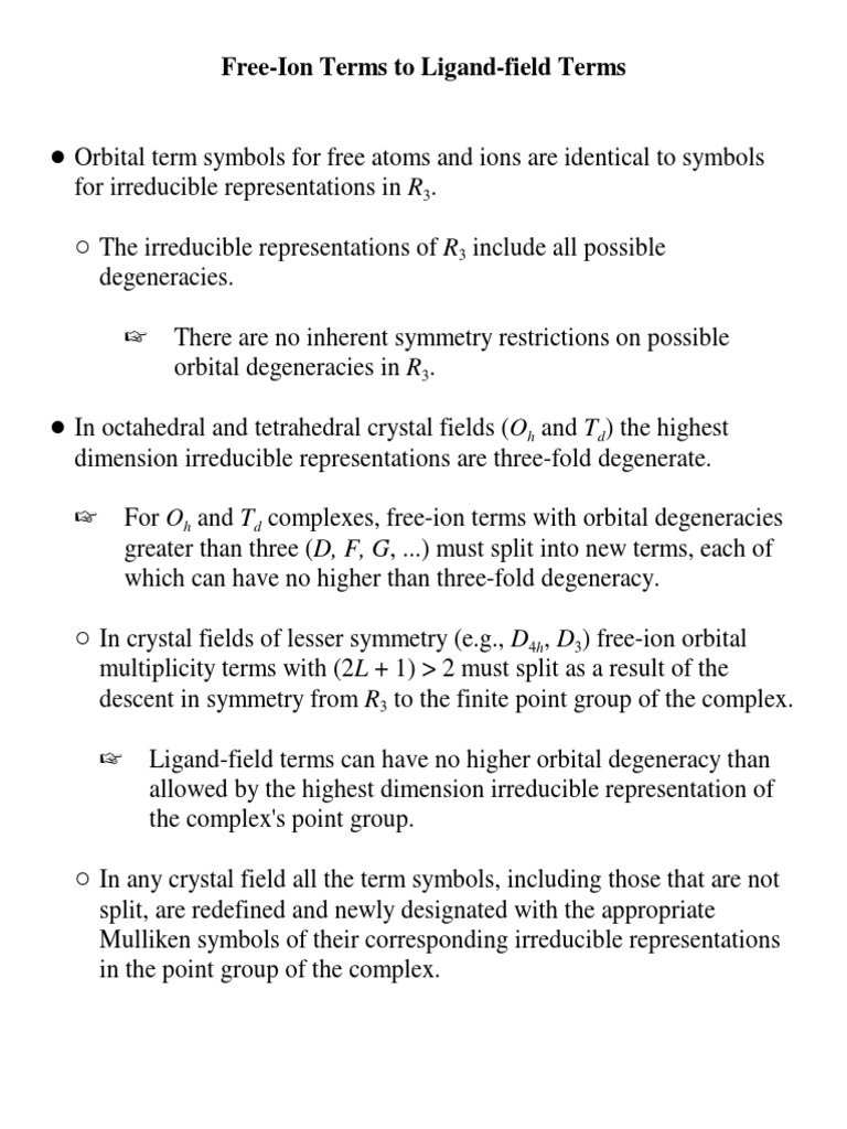 Free Ion Term Explanation | PDF | Electron Configuration | Coordination ...