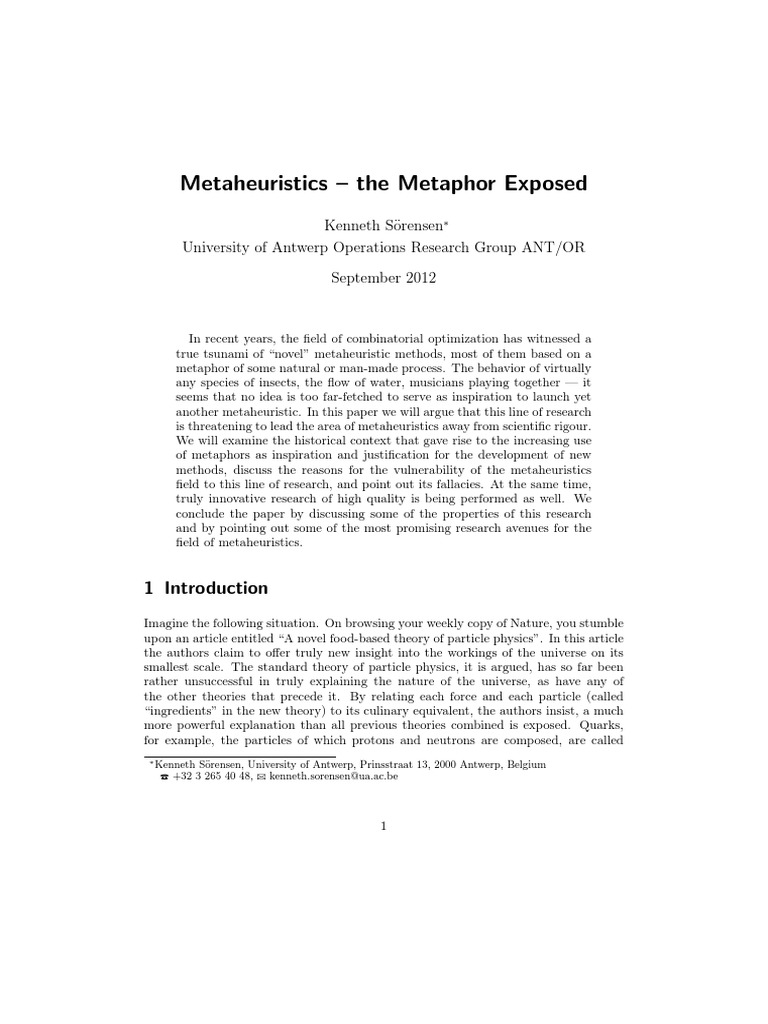 Metaheuristics - The Metaphor Exposed | PDF | Metaheuristic | Elementary Particle
