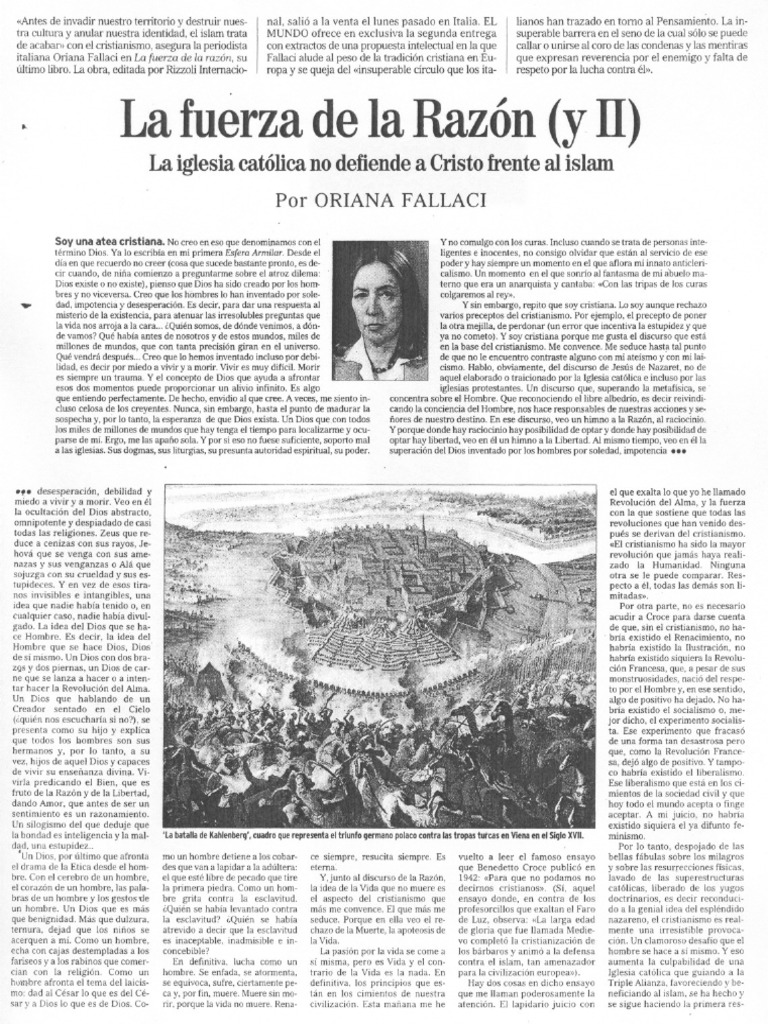 Oriana Fallaci La Fuerza de La Razon II PDF | PDF | Jesús | Mahoma