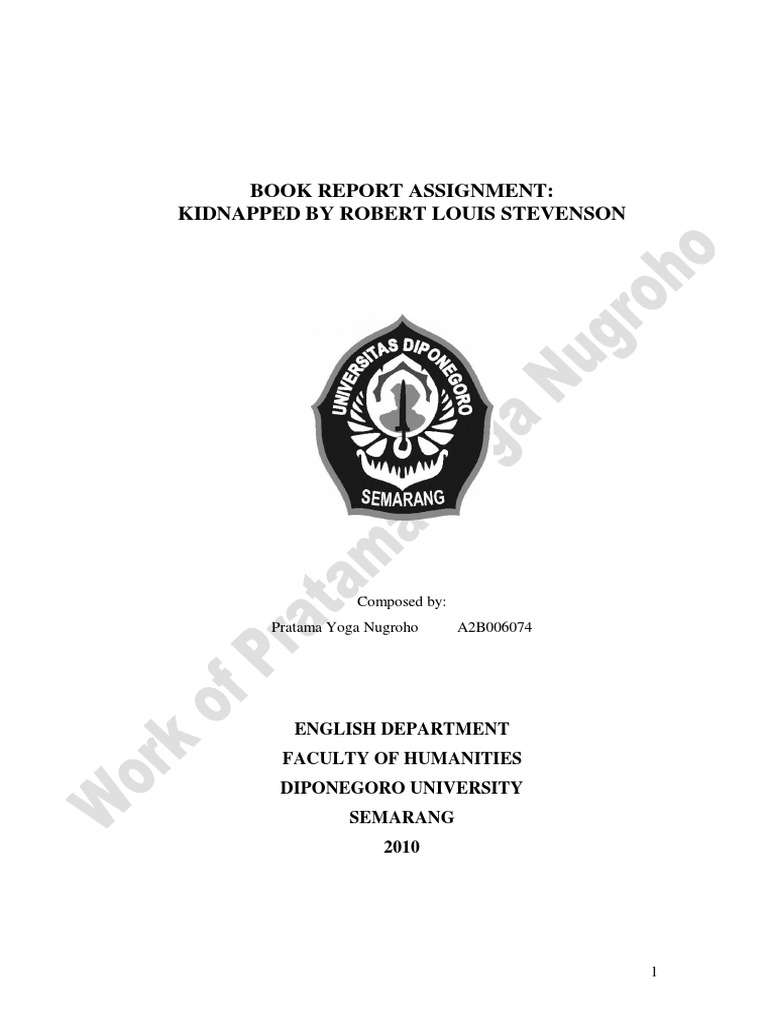 Book Report Assignment: Kidnapped by Robert Louis Stevenson | PDF ...