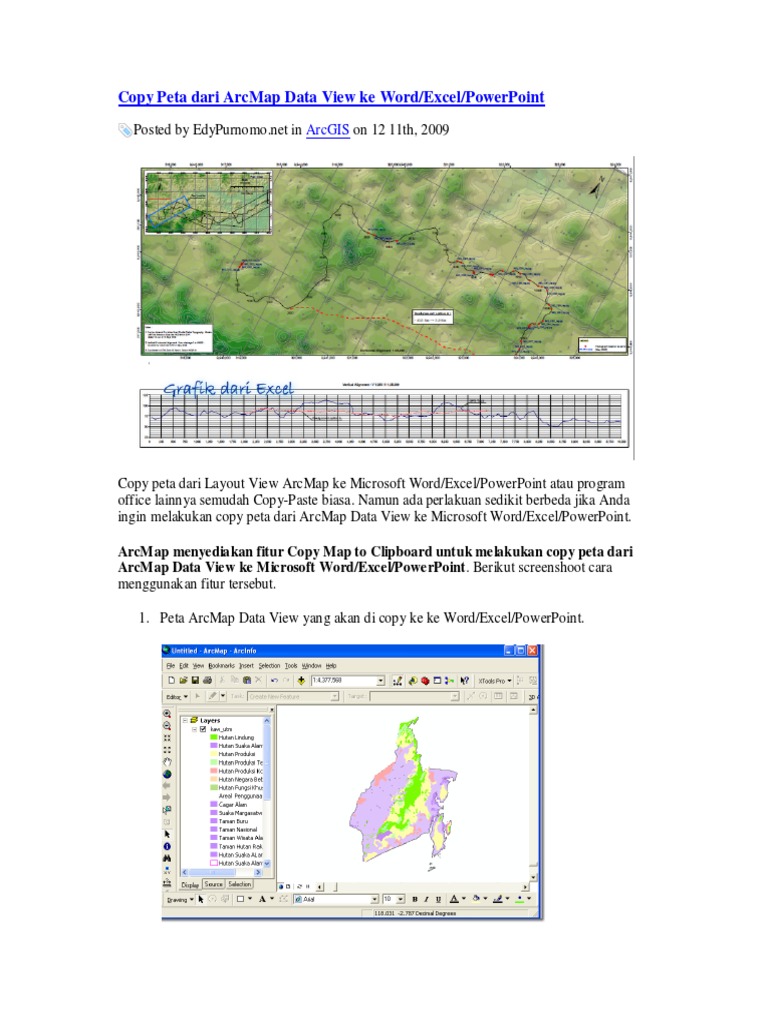 Copy Peta Dari ArcMap Data View Ke Word Excel PowerPoint | PDF