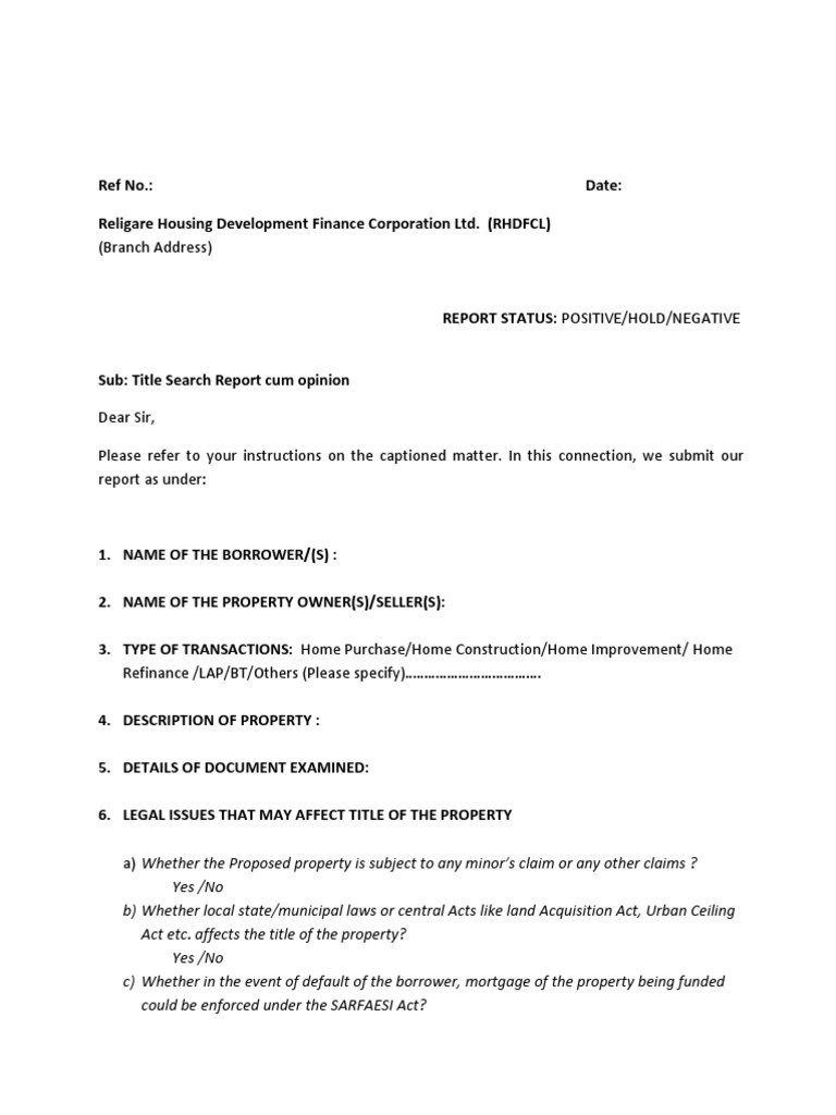 Standard Legal Report | Download Free PDF | Mortgage Law | Government ...