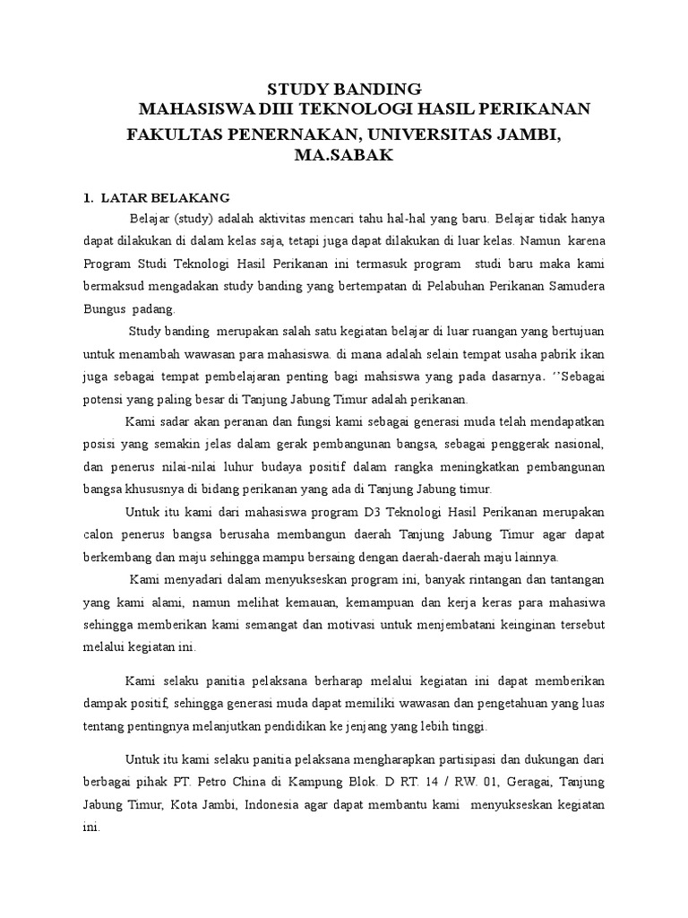 Contoh Proposal Study Tour | PDF