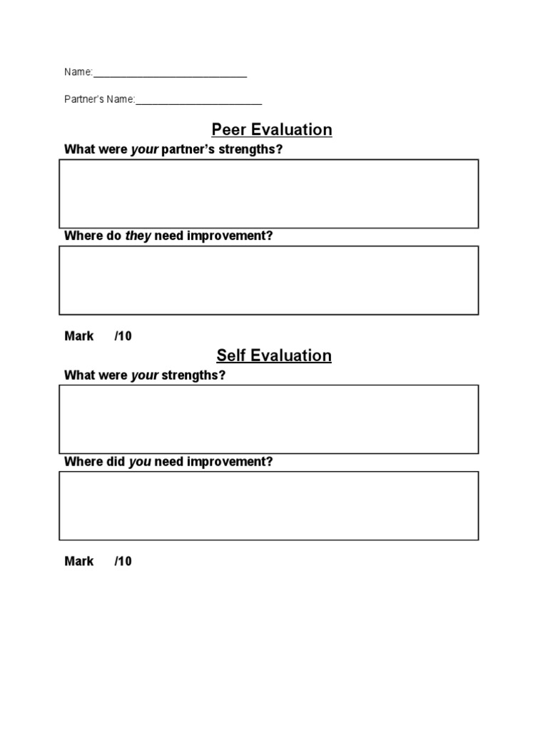 Peer and Self Evaluation Form | PDF