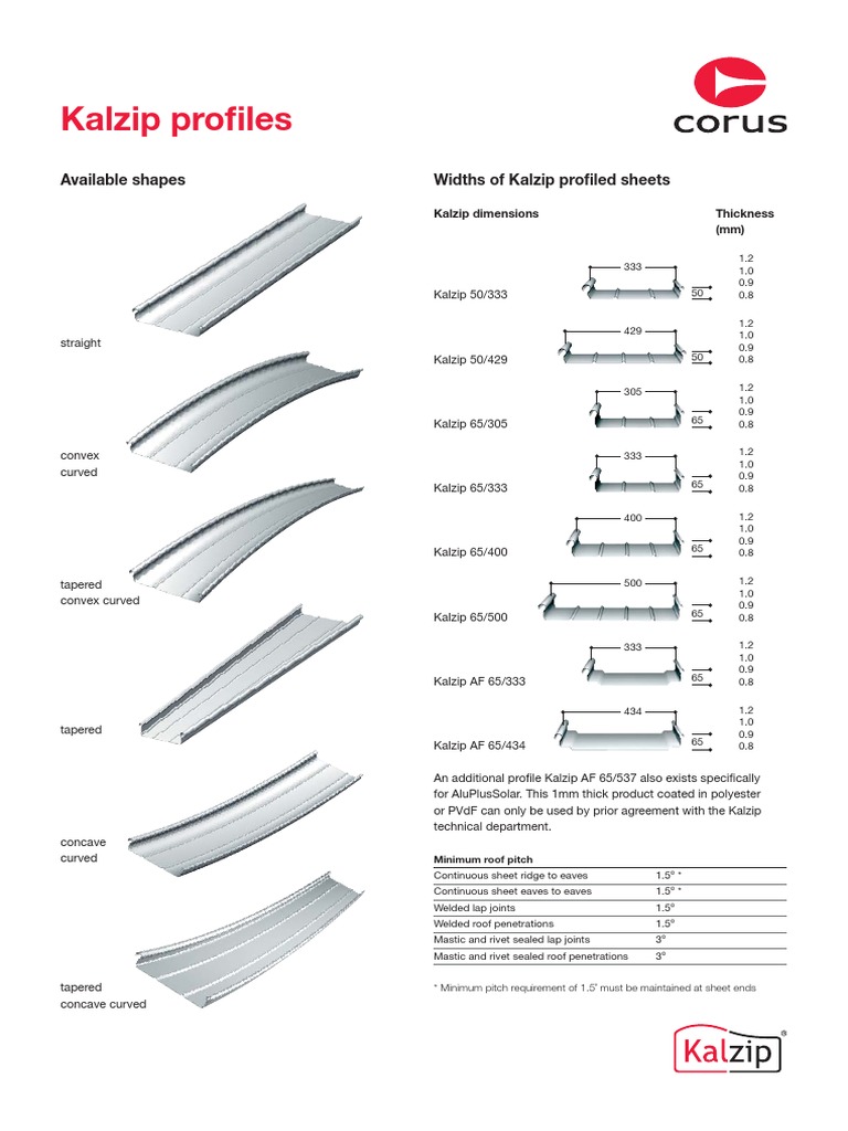 Kalzip Profiles and Shapes | Building Engineering | Metalworking