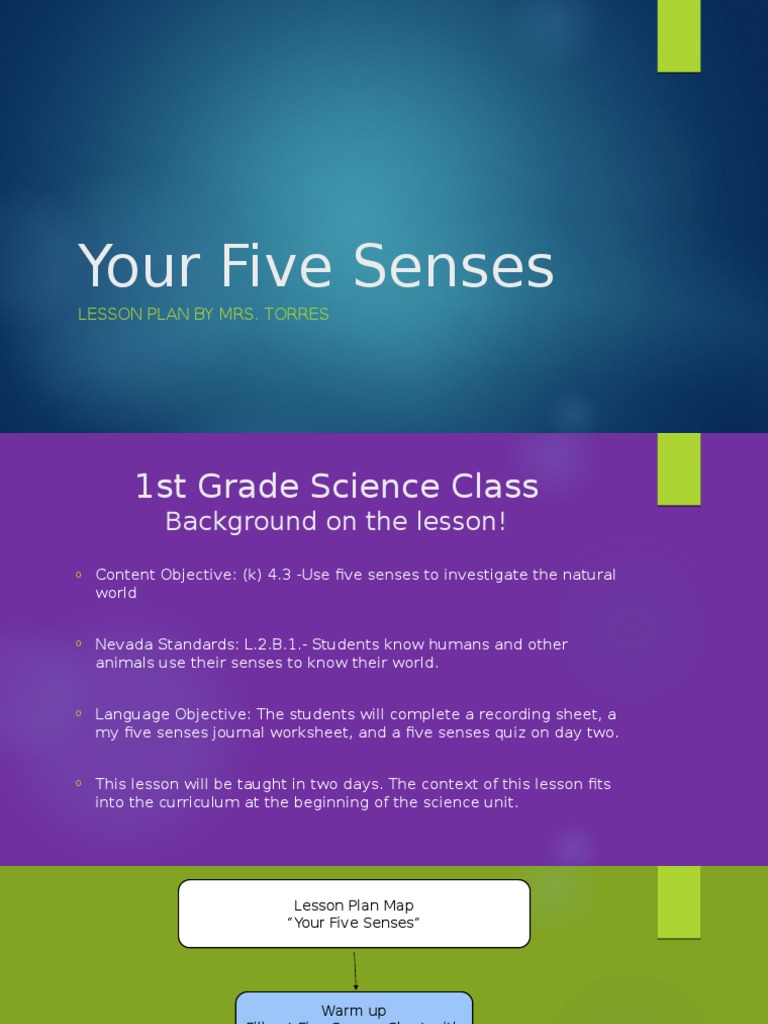 Your Five Senses: Lesson Plan by Mrs. Torres | PDF