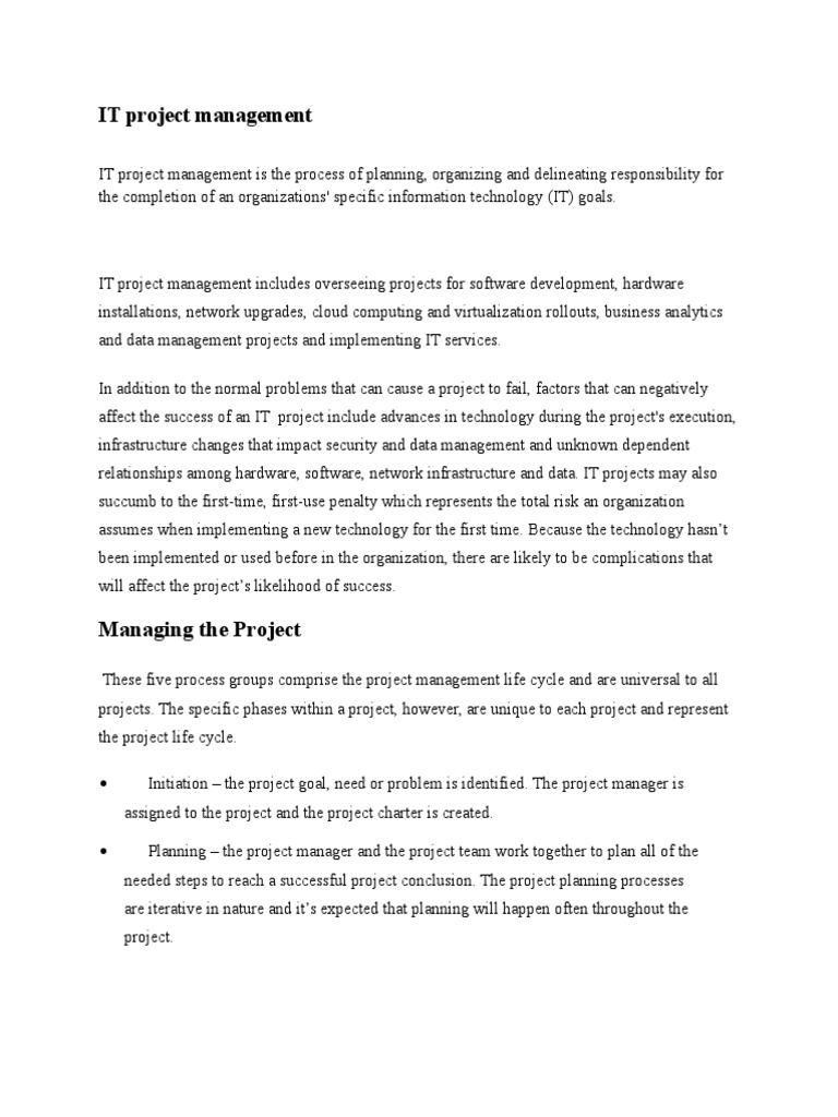IT Project Management | PDF | Project Management | Project Manager
