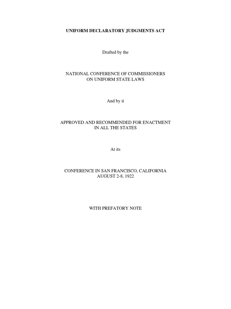 Uniform Declaratory Judgments Act 1922 PDF | PDF
