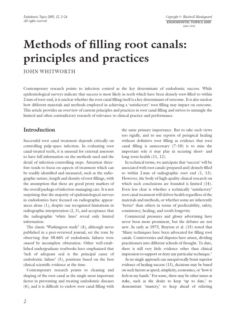 Methods of Filling Root Canals | PDF | Nature | Wellness