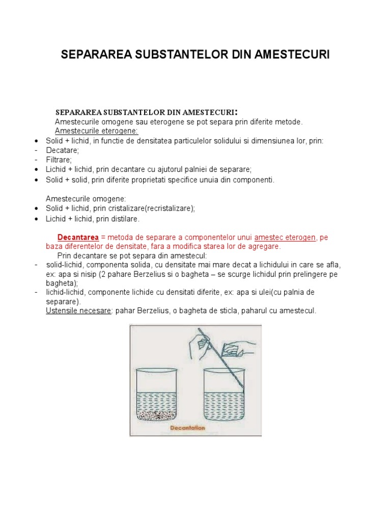Metode de Separare A Amestecurilor de Substante | PDF