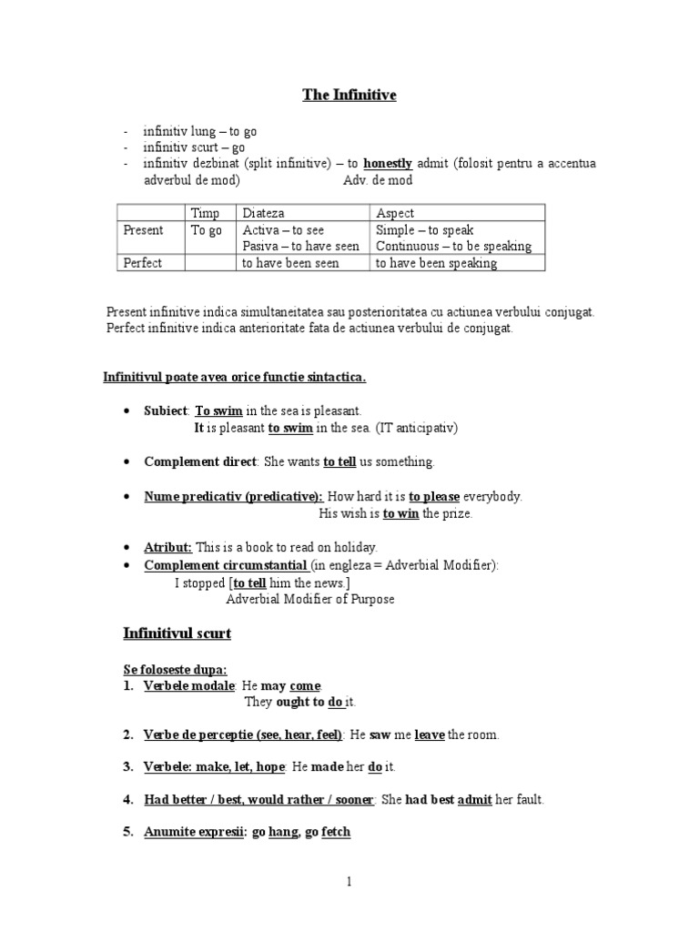 Infinitive | PDF | Syntax | Grammar