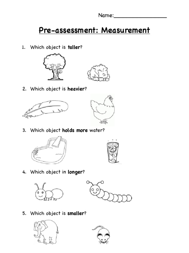 Measurement Pre-Assessment Questions | PDF | Self-Improvement | Science ...