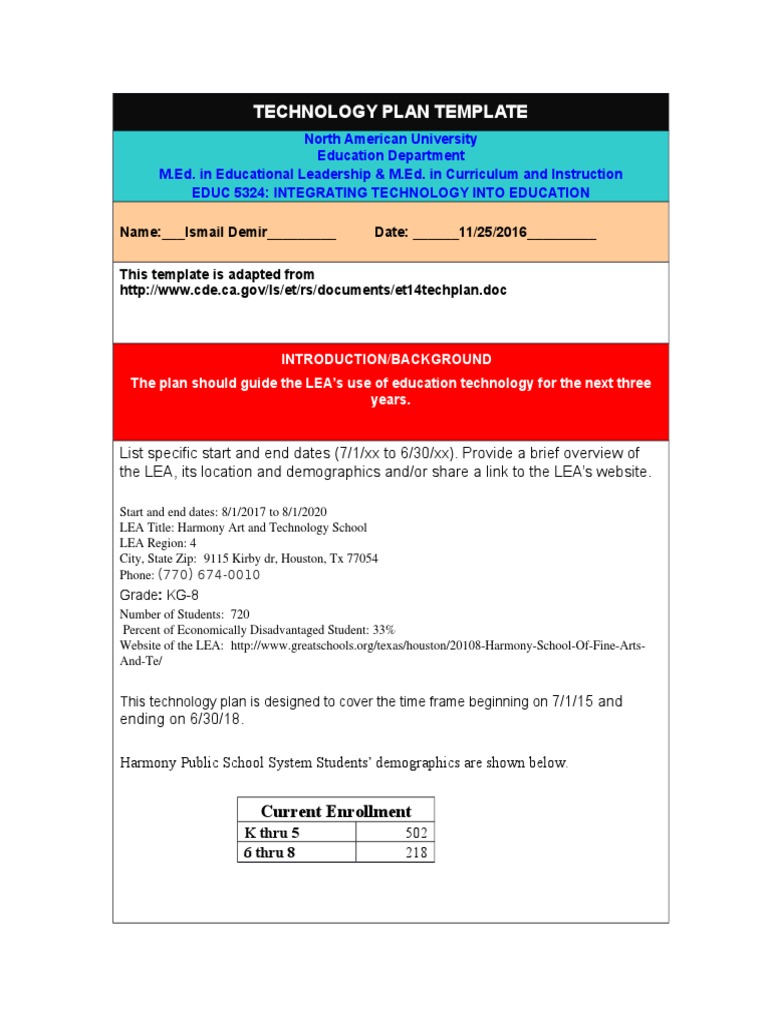 Technology Plan Template | PDF | Educational Technology | Internet