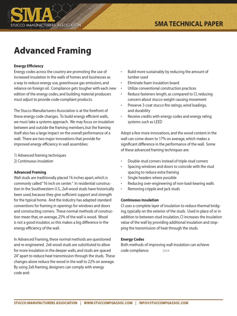 Advanced Framing. Energy Efficiency | PDF | Framing (Construction ...