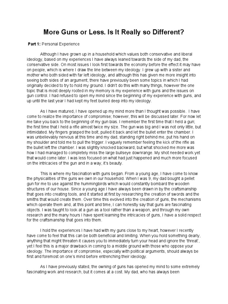 Guncontrolessay-Corryarcomano 2 | PDF | Gun Politics In The United ...