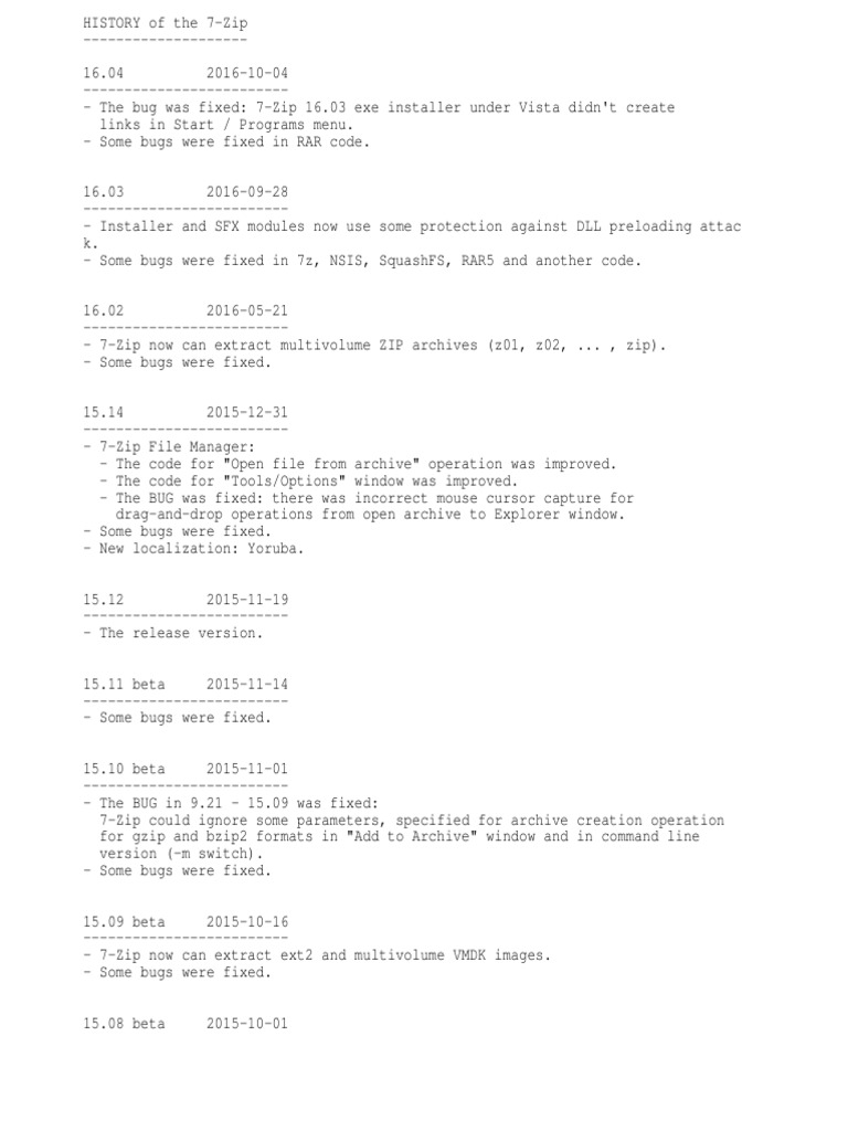 7-Zip History | PDF | Zip (File Format) | Software