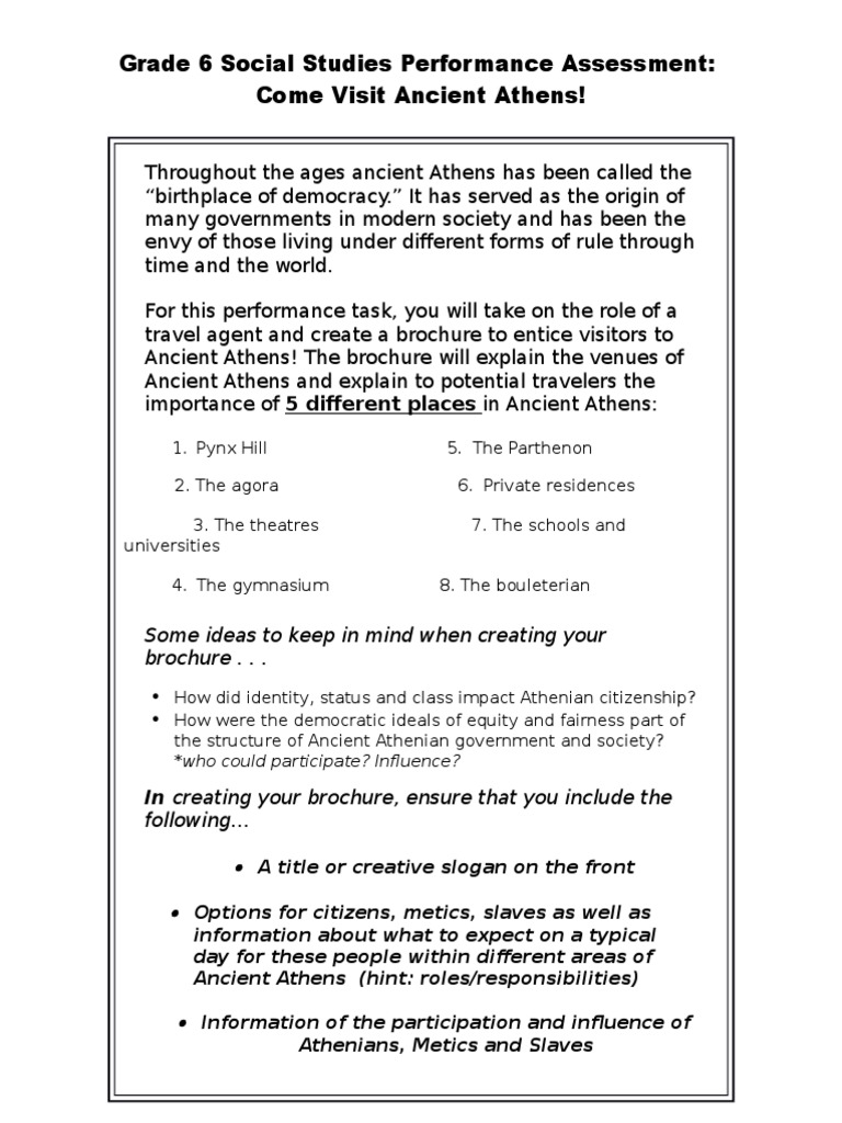 Ancient Athens Brochure Assignment and Rubric | PDF | Athens | Citizenship