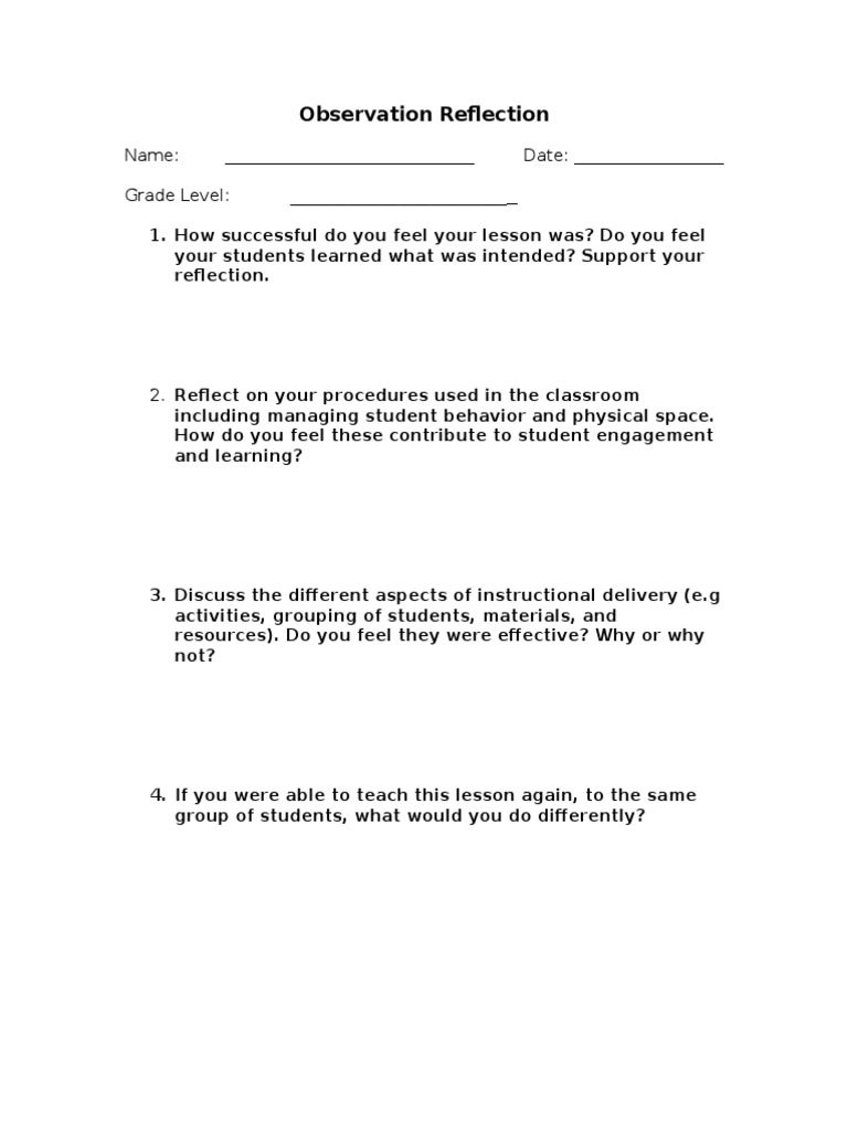 Observation Reflection | PDF | Career & Growth | Self-Improvement