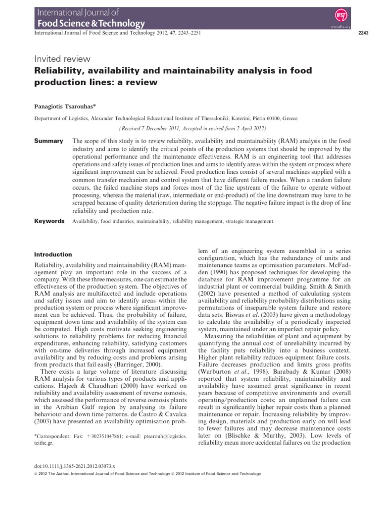 Reliability, Availability and Maintainability Analysis | PDF | Reliability Engineering | Data ...
