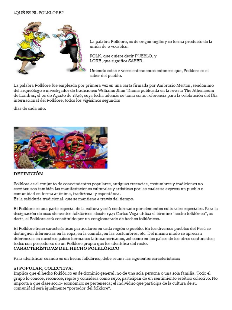 Definición y características del folklore | PDF | Folklore | Autor