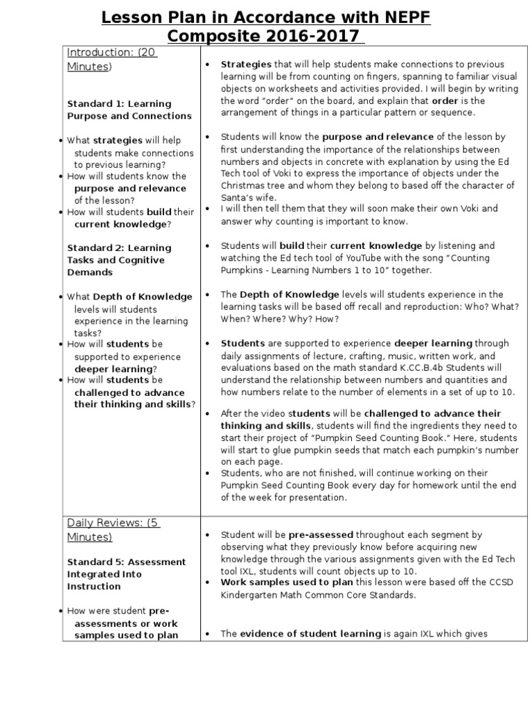 Lesson Plan in Accordance With Nepf Composite 2016-2017 | Download Free ...