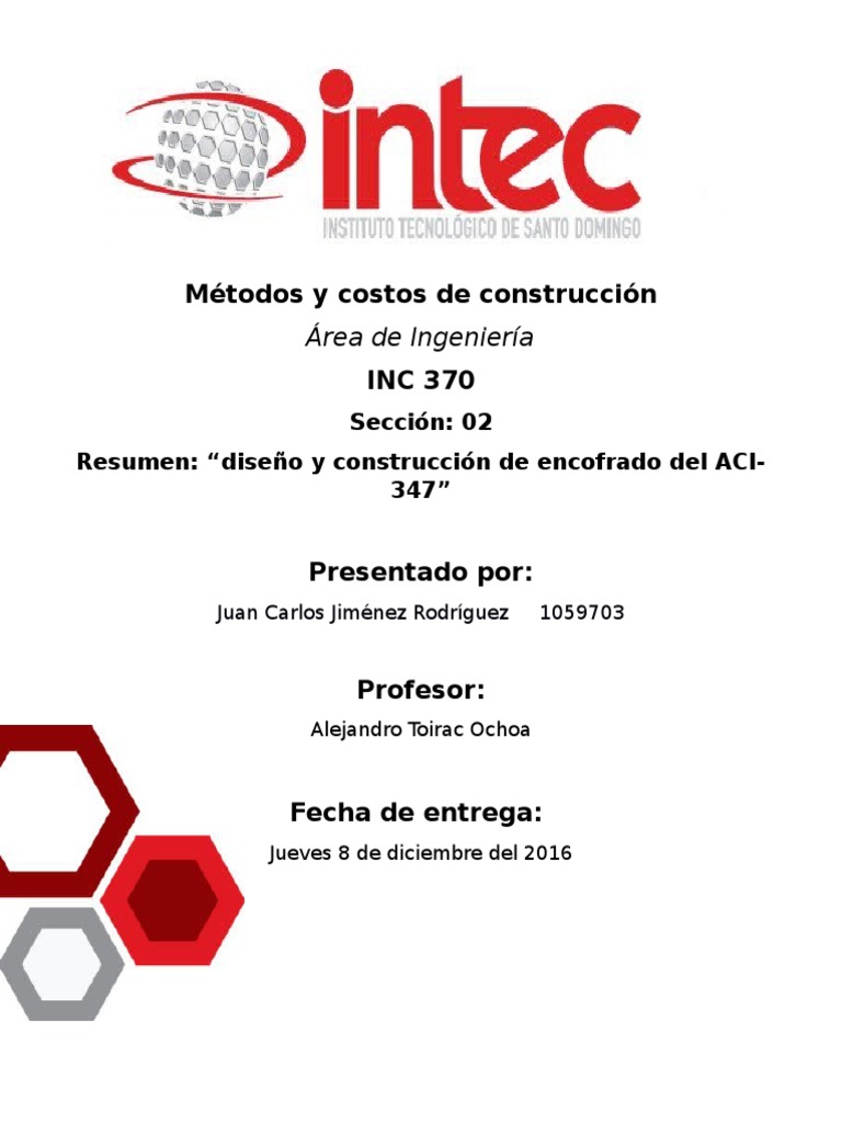 Resumen Aci 347 | PDF | Hormigón | Science