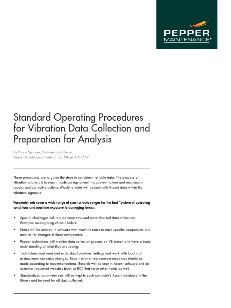 Guidelines for Effective Vibration Data Collection, Analysis, and ...