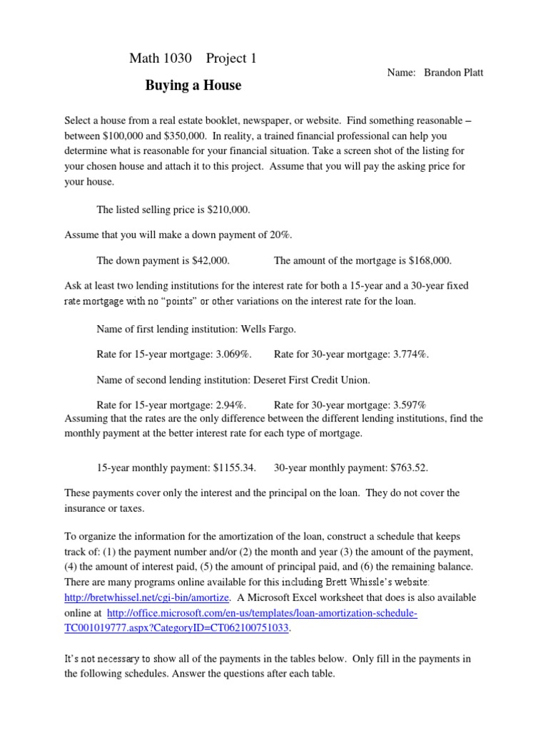 Buying A House Math 1030-1 | PDF | Mortgage Loan | Loans