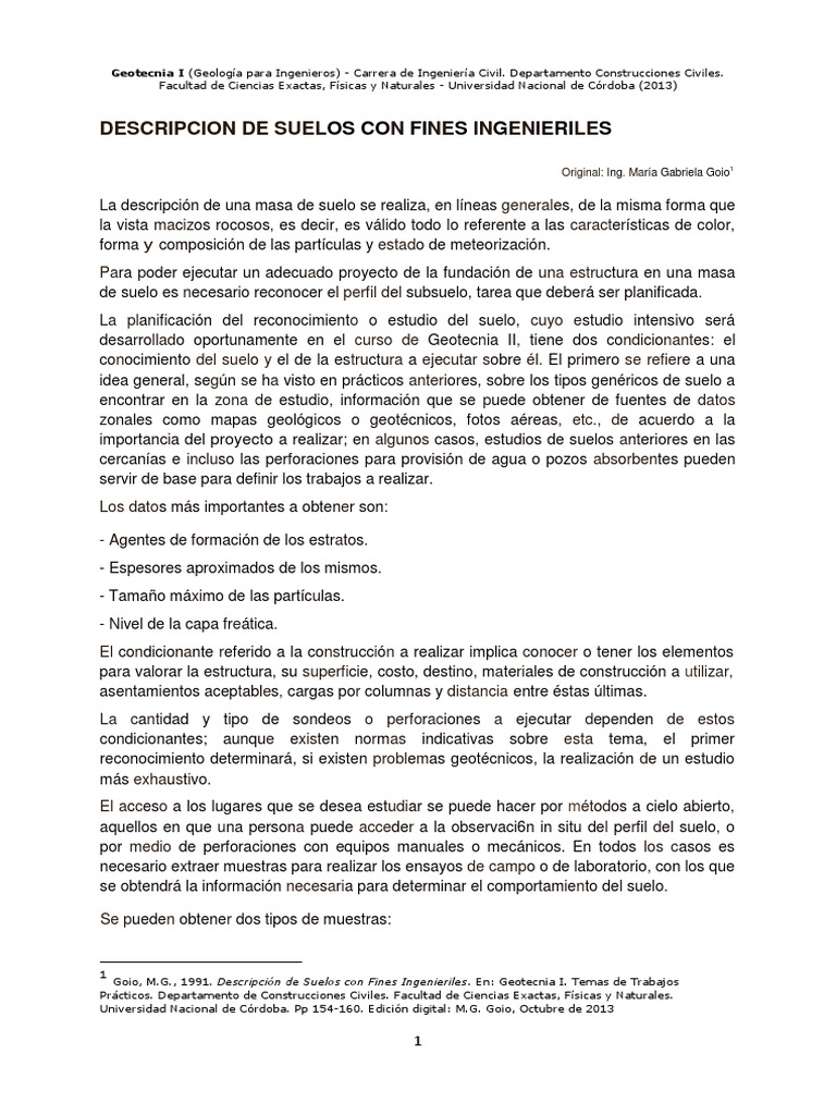 Descripcion de Suelos Con Fines Ingenieriles | PDF | Estrato | Suelo