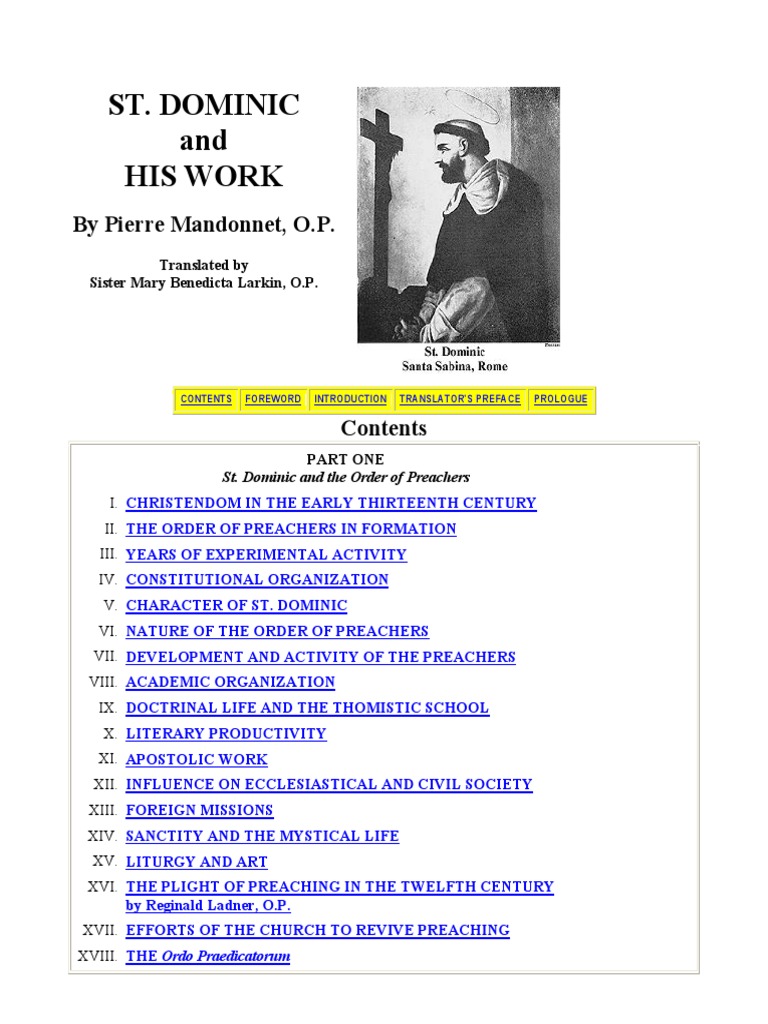 ST Dominic and His Works | PDF | Dominican Order | Monk