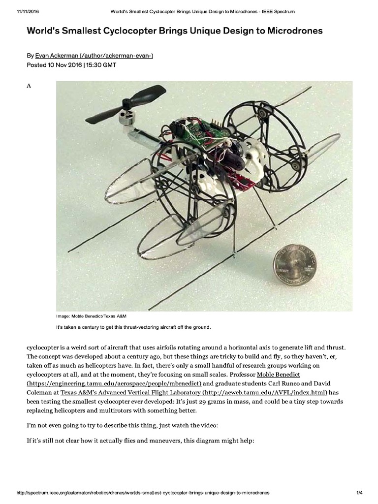 World's Smallest Cyclocopter Brings Unique Design To Microdrones - IEEE ...