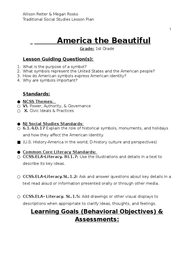 Traditional Social Studies Lesson Plan | PDF | Independence Day (United ...