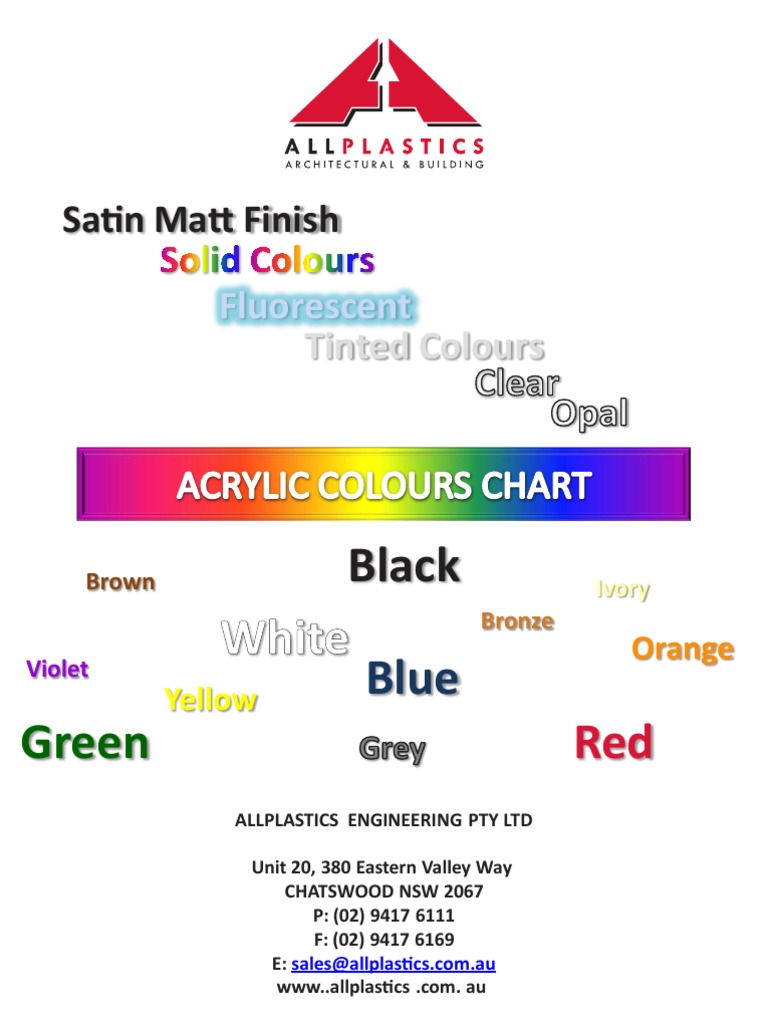 Allplastics Catalog For Acrylic Sheets Colour Chart | PDF