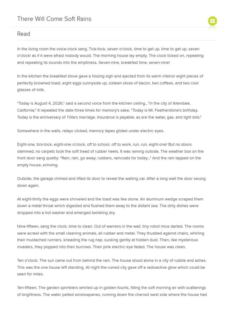 There Will Come Soft Rains PDF | PDF | Nature